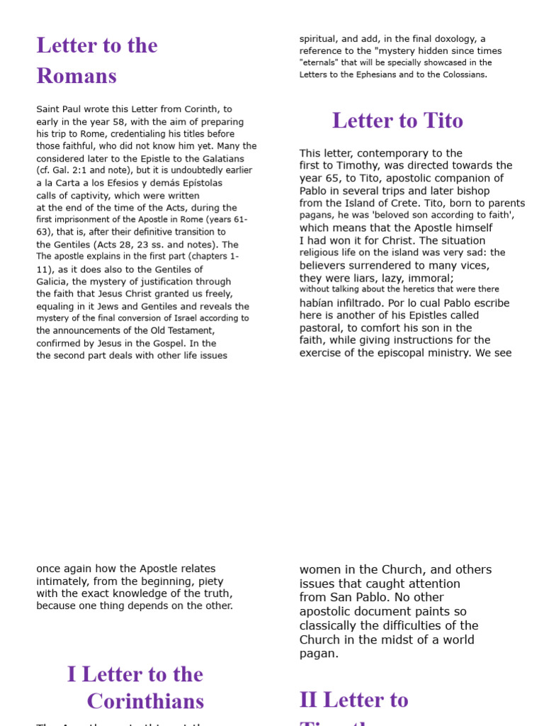 Overview of Paul's Epistles | PDF | Paul The Apostle | Saint Timothy