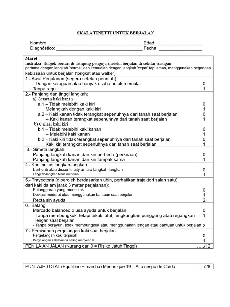 Skala Tinetti | PDF