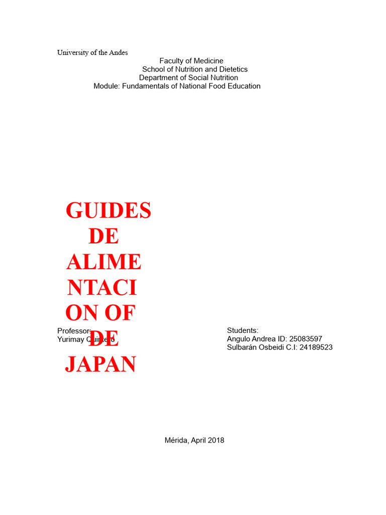 Japanese Nutrition Guidelines Overview | PDF | Japanese Cuisine | Foods