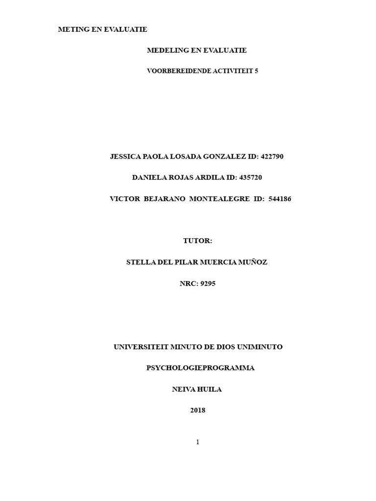Activiteit 4 Meting en Evaluatie | PDF