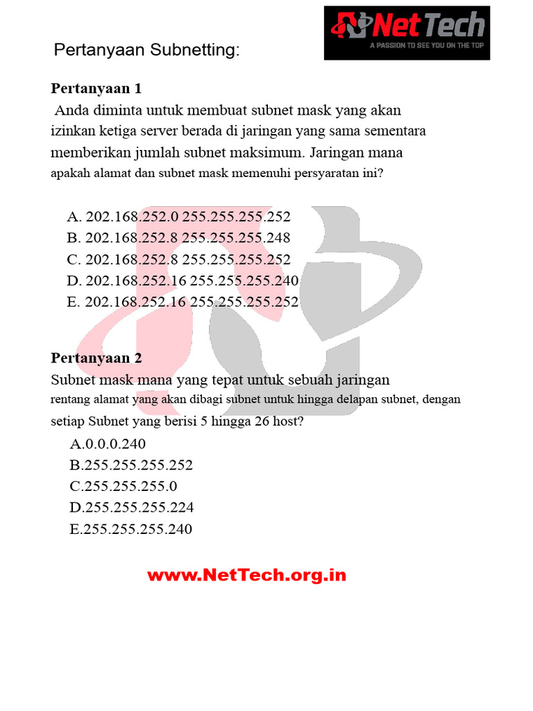 Pertanyaan Subnetting | PDF