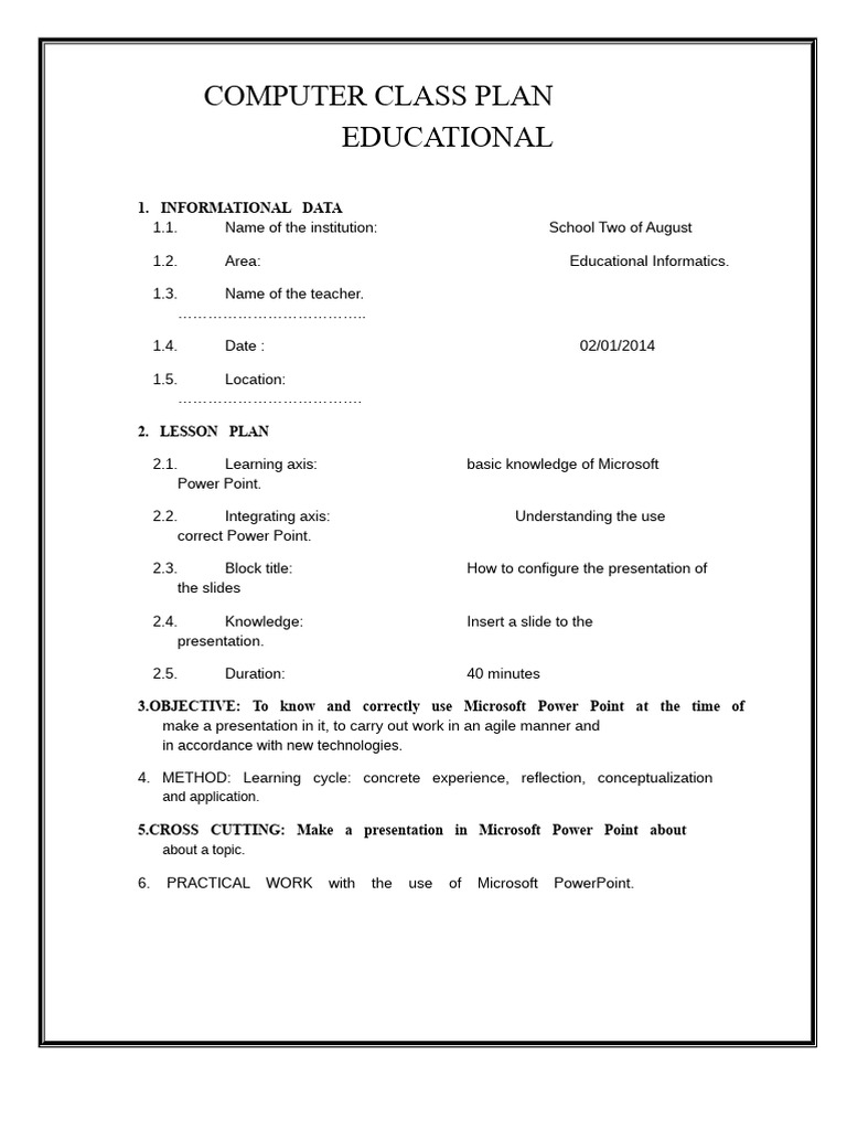 Educational Computer Science Lesson Plan | PDF | Knowledge | Computer Science
