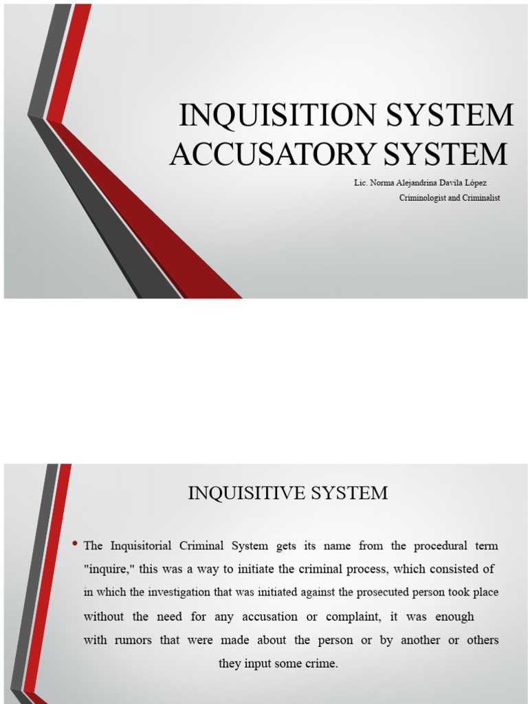 Inquisitorial System and Accusatory System | PDF | Crime & Violence ...