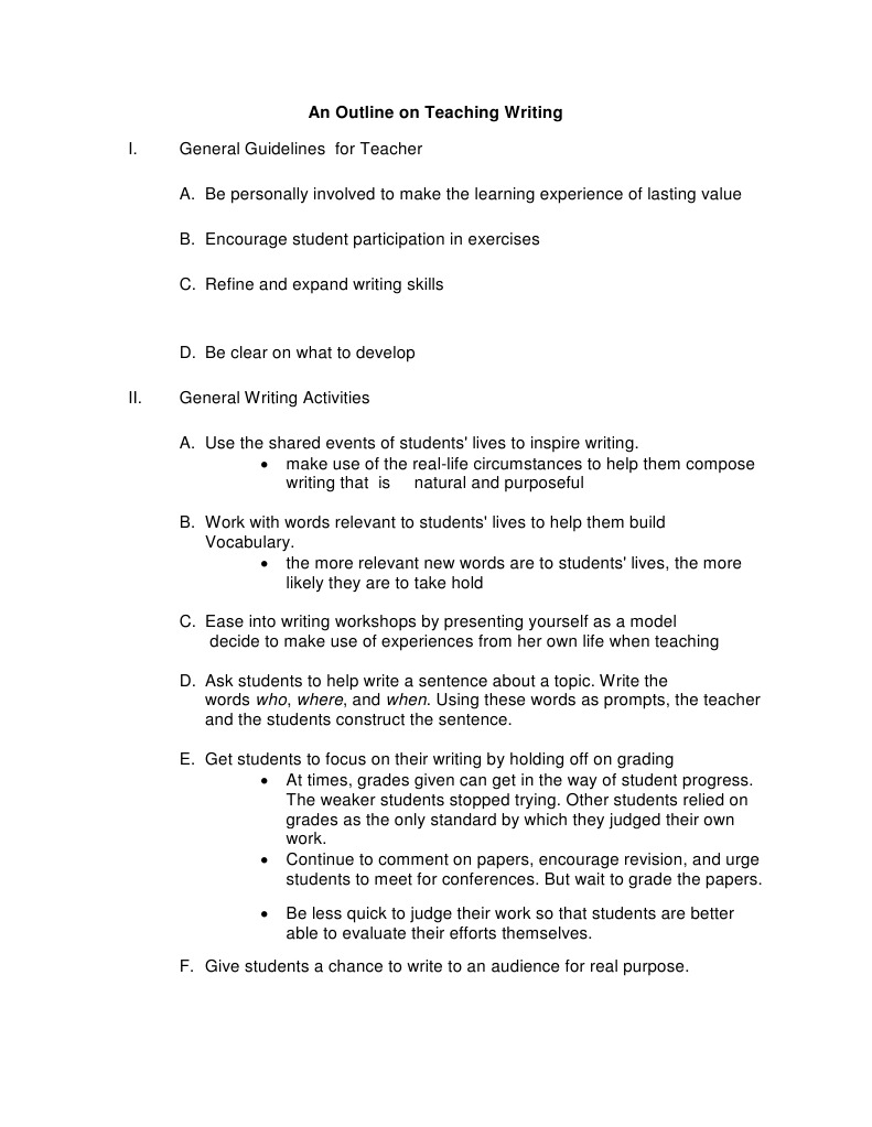 An Outline On Teaching Writing | PDF | English As A Second Or Foreign ...