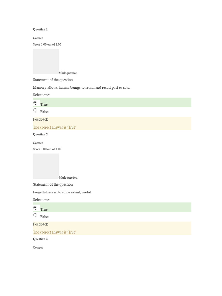 Questionnaire 5 of Cognitive Process | PDF