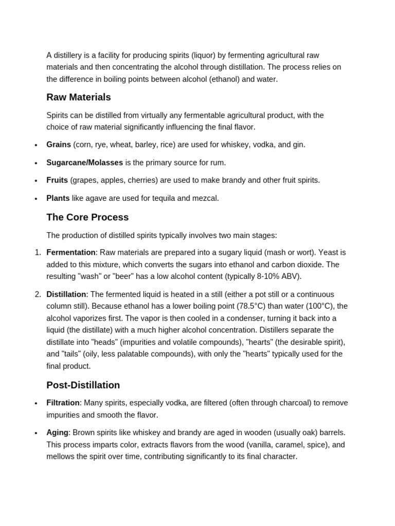 Distillery Process: From Raw Materials to Spirits | PDF | Distillation ...