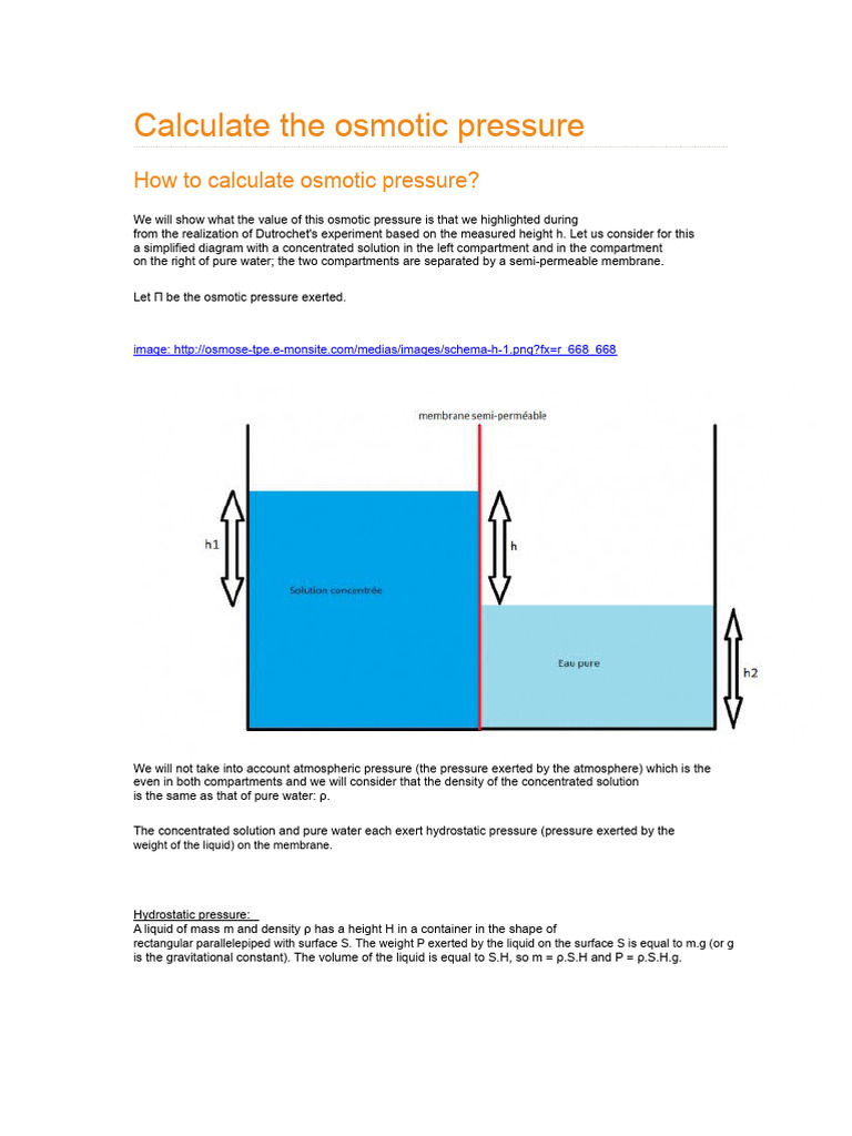 How to Calculate Osmotic Pressure | PDF | Pressure | Density