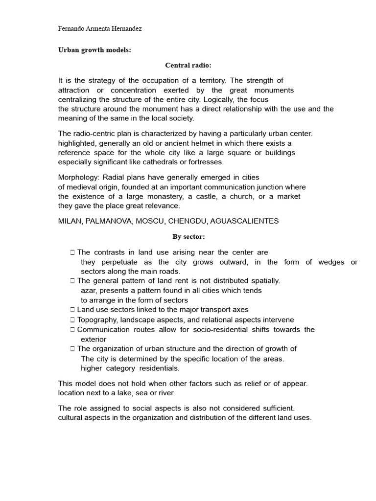 Urban Growth Models | PDF | City | Gravity