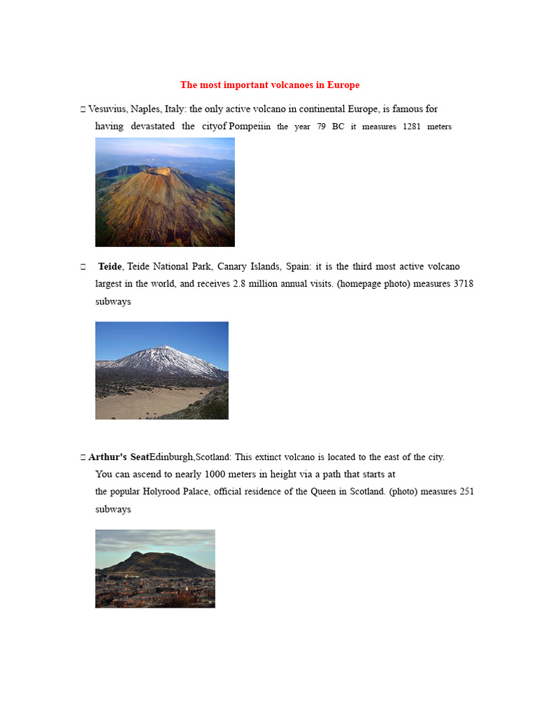 The Most Important Volcanoes in Europe | PDF | Volcano | Geological ...