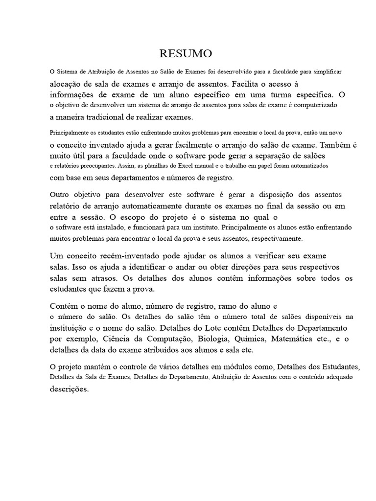Sistema de Atribuição de Assentos para Exames | PDF | Bancos de dados ...