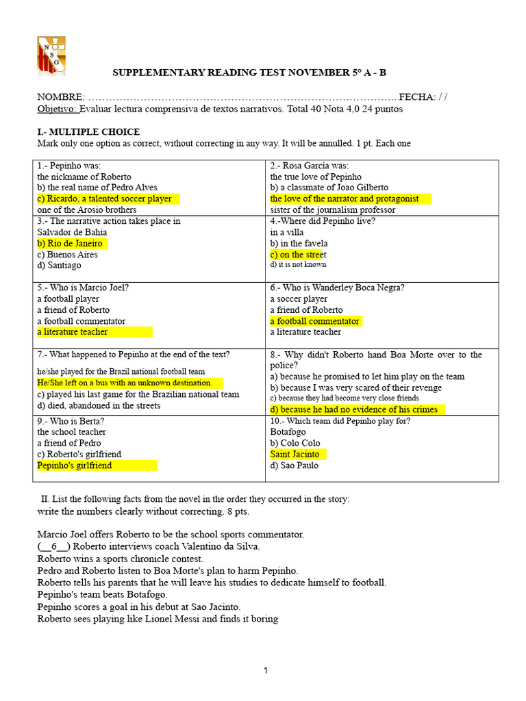 Test Ben Loves Ana With Answers | PDF