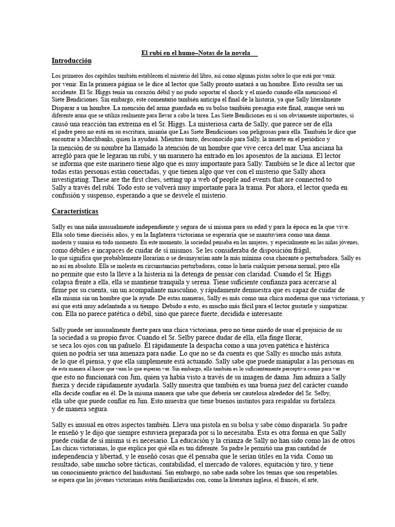 Notas sobre la novela "The Ruby in the Smoke" | PDF | Pobreza | Pobreza ...