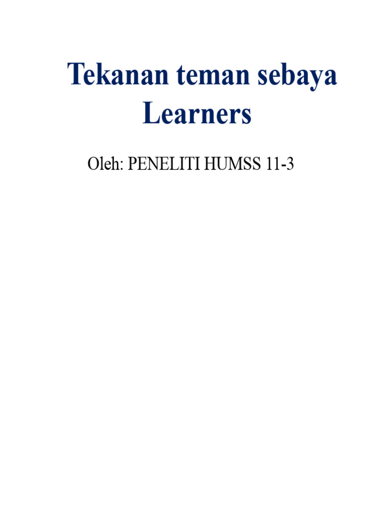 Tekanan Teman Sebaya Di Kalangan Pelajar | PDF