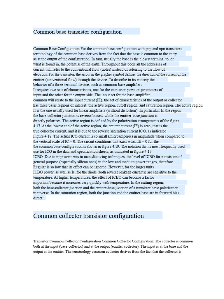 Common Base Transistor Configuration | PDF | Bipolar Junction Transistor | Field Effect Transistor