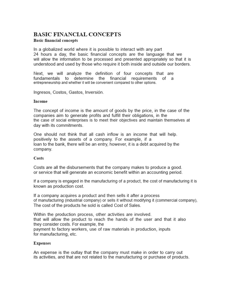 Basic Financial Concepts | PDF | Income | Expense