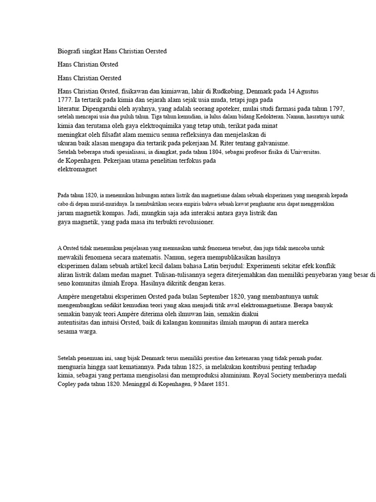 Biografi Hans Christian Ørsted | PDF