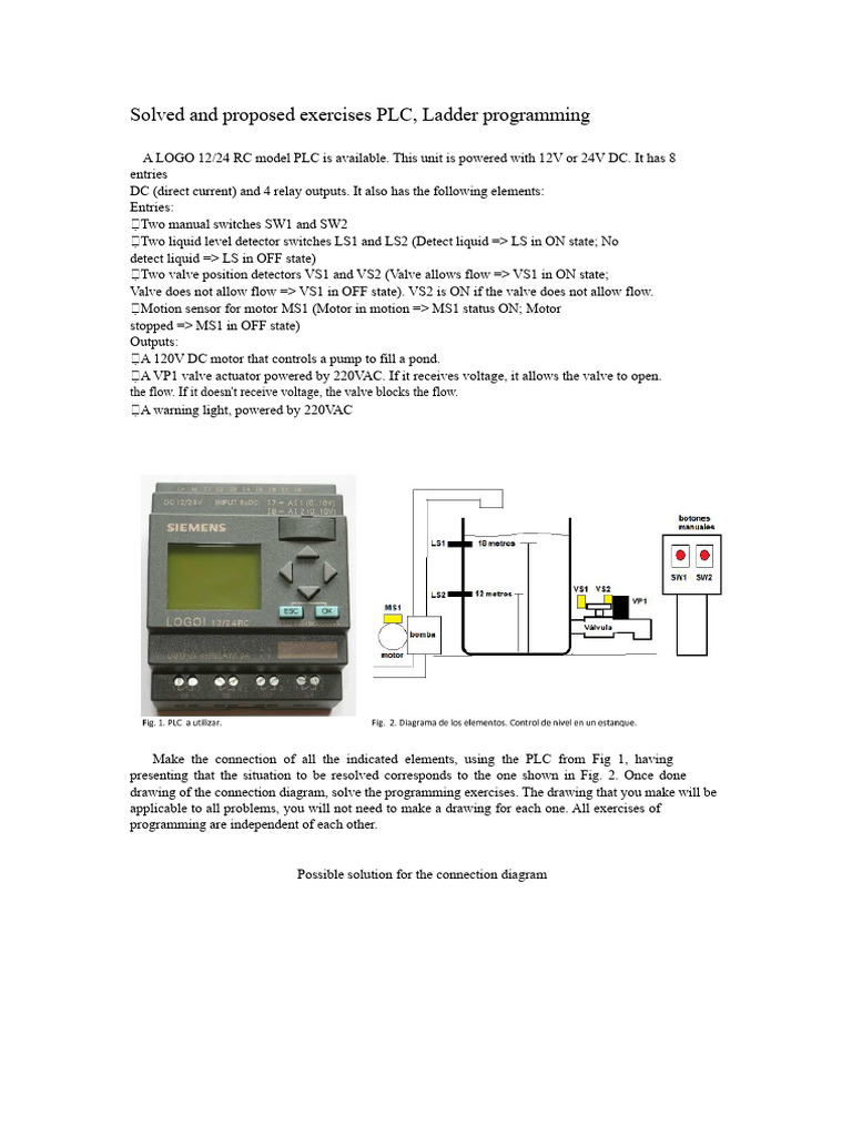 Solved and Proposed Exercises PLC | PDF | Valve | Programmable Logic Controller