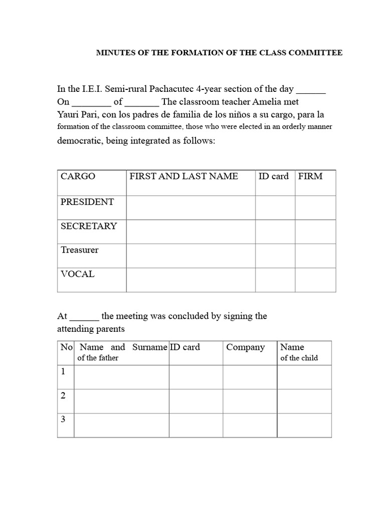 Minutes of The Class Committee Formation | PDF