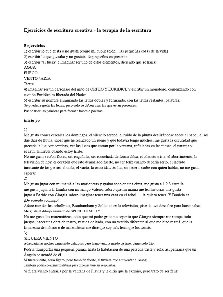 Ejercicios de Escritura Creativa | PDF