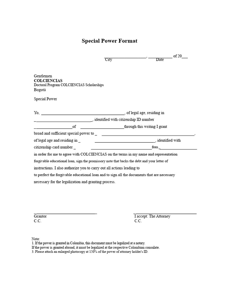 Power of Attorney Format | PDF