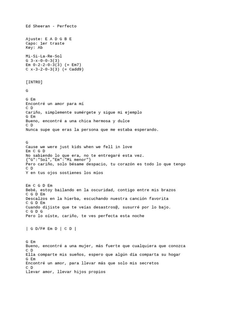 Ed Sheeran - Perfect | PDF | Música grabada