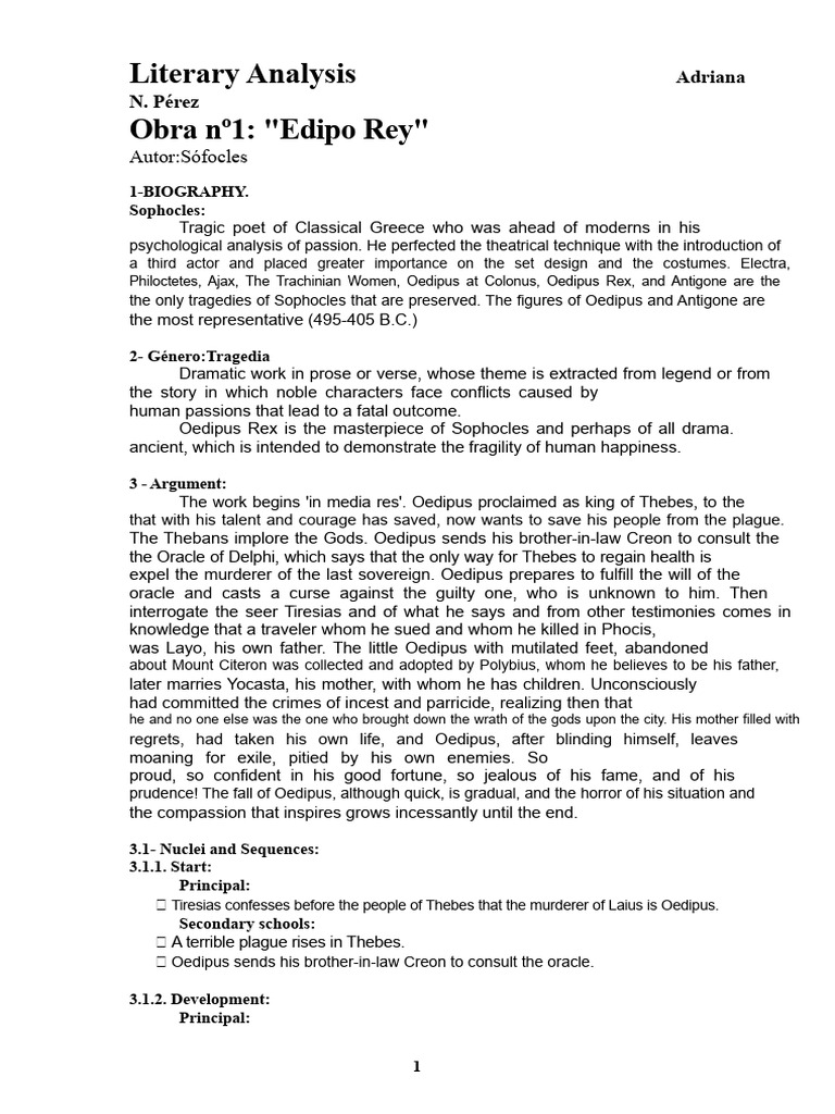 Oedipus Rex: A Literary Analysis | PDF | Oedipus | Sophocles