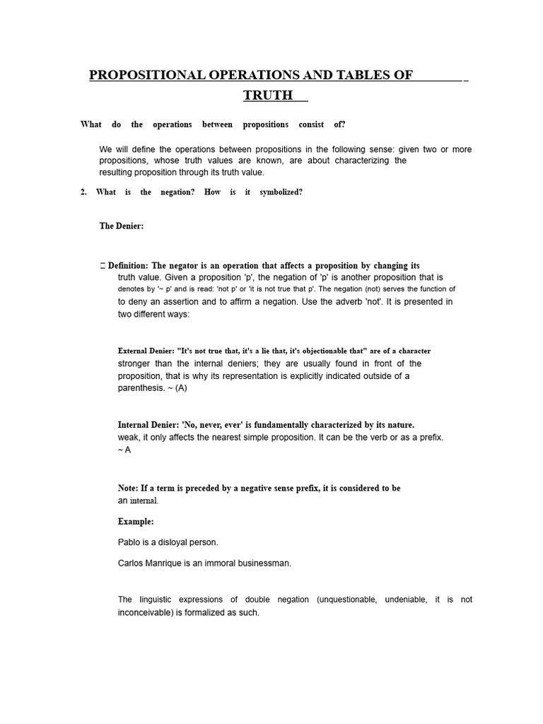 Propositional Logic Operations Explained | PDF | Proposition ...