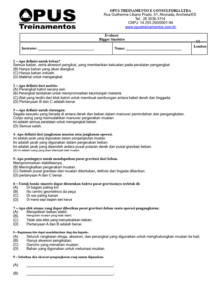 Evaluasi Rigger Sinaleiro | PDF