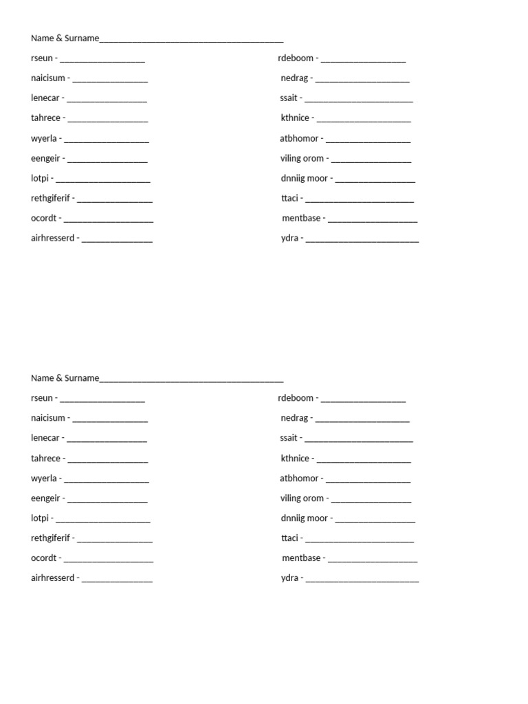 Scrambled Letters-Rooms and Jobs | PDF