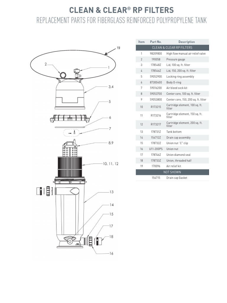 Replacement Parts for Clean & Clear RP Filters | PDF | Gas Technologies ...