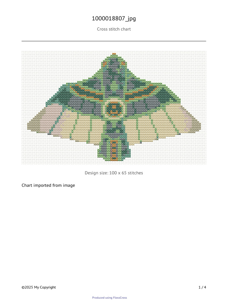 Zonai Wings Cross Stitch Chart | PDF