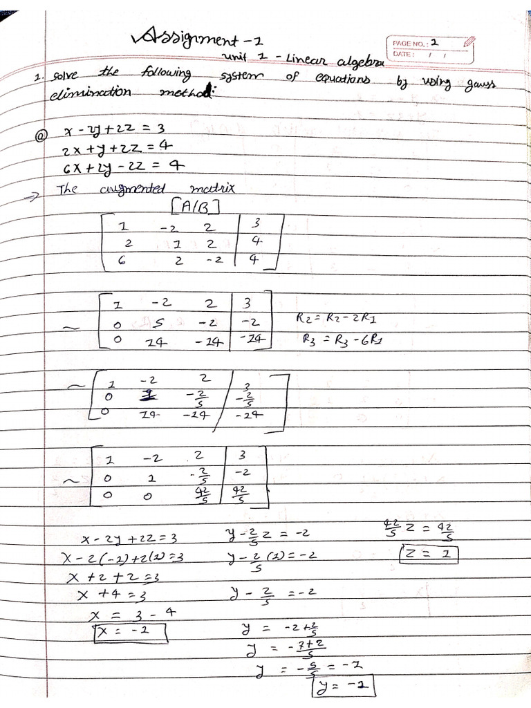Math Assignment 1 Matrices | PDF