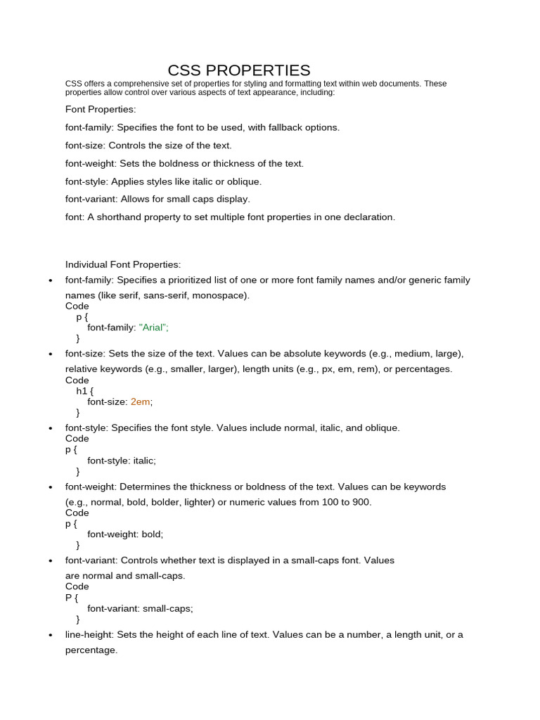 Css Font Properties | PDF | Typefaces | Orthography