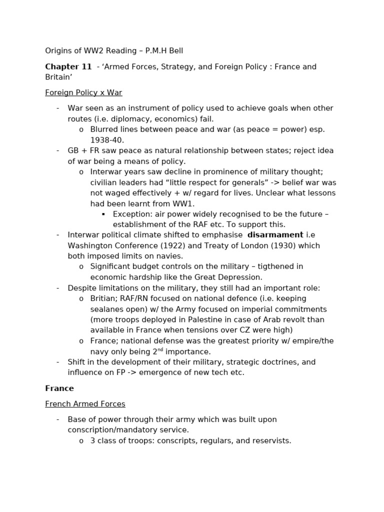 Bell Origins of WW2 | PDF | Military | World War I