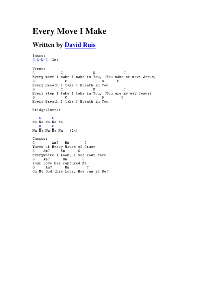 Every Move I Make Lyrics and Chords | PDF