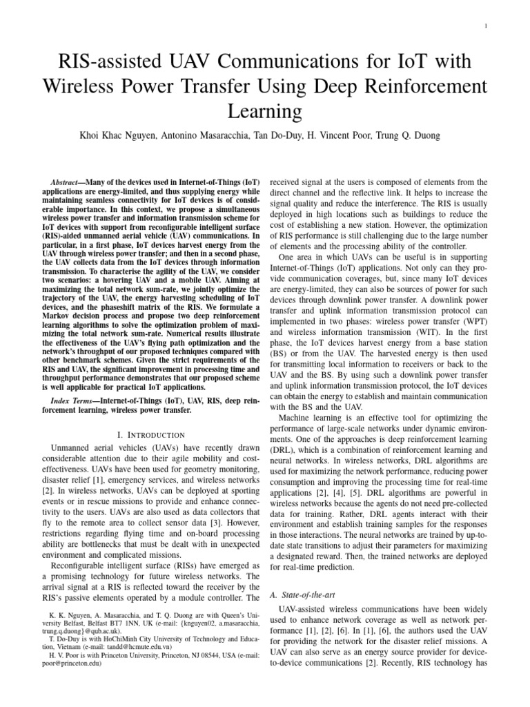 RIS-Assisted UAV Communications For IoT With Wireless Power Transfer ...