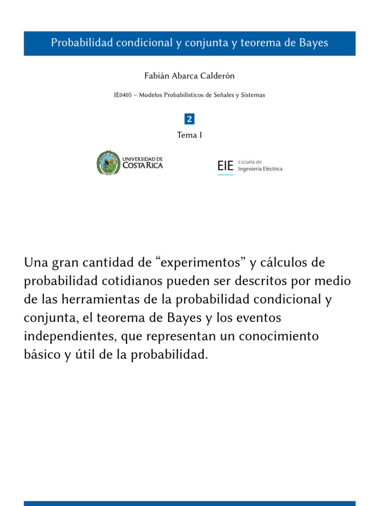 2 Probabilidad Conjunta y Condicional y Teorema de Bayes | PDF ...
