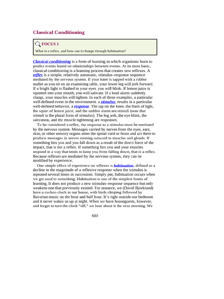 Classical Conditioning | PDF