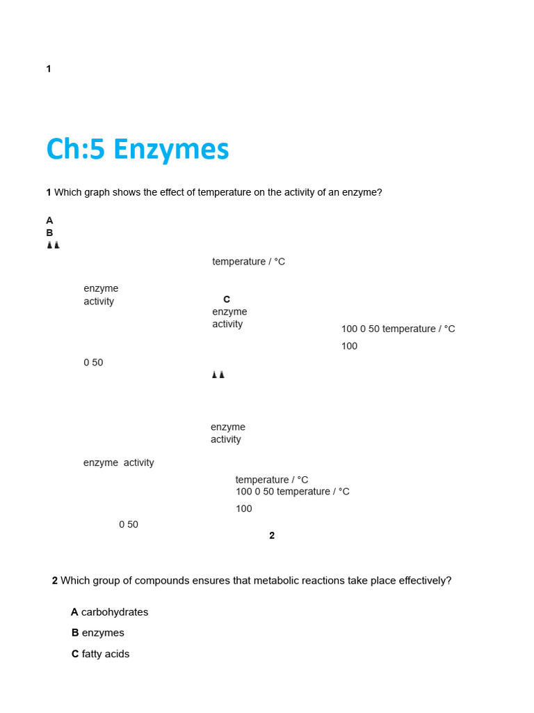 Enzymes (Multiple Choice) QP | PDF | Enzyme | Digestion