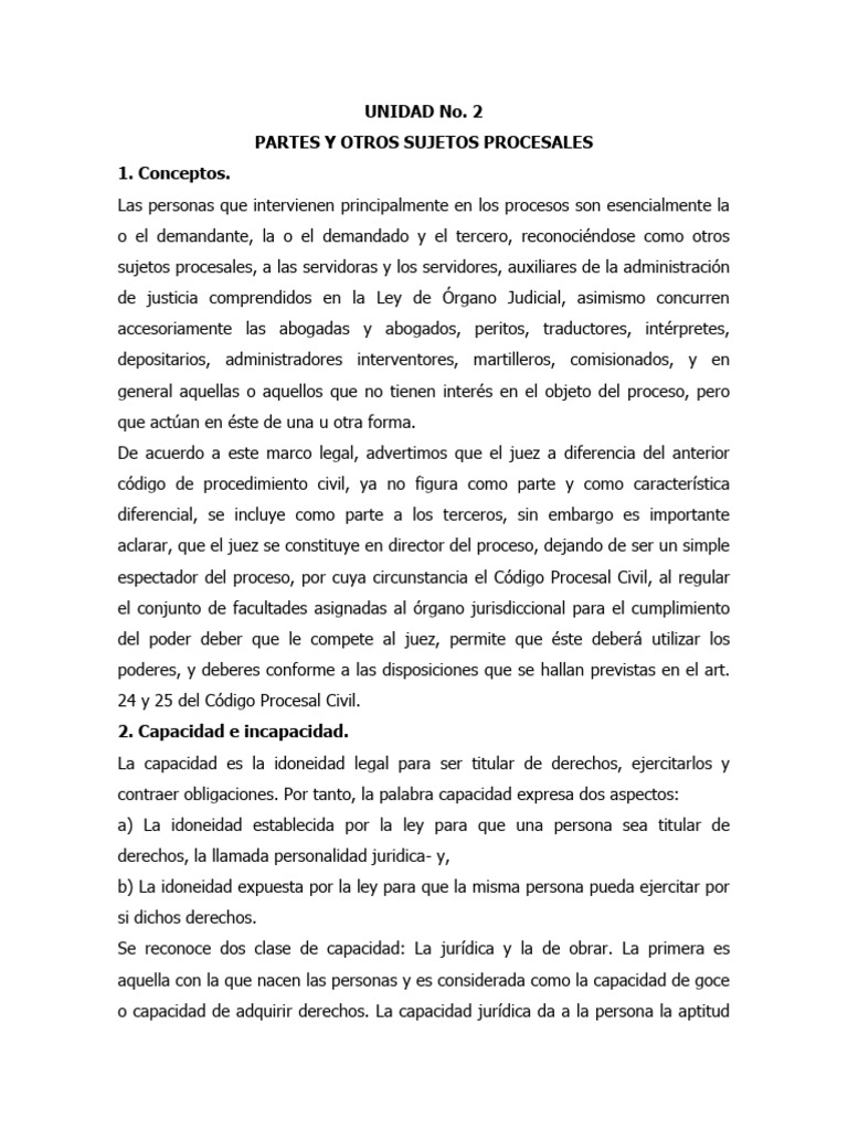 Unidad #2 Partes y Otros Sujetos Procesales | PDF | Ley procesal | Reunión