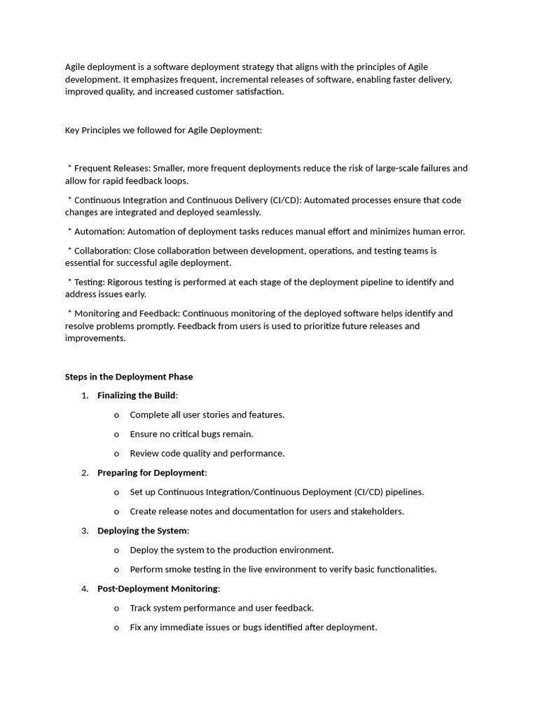 Agile Deployment Edited[1] | PDF | Agile Software Development | Information Technology Management