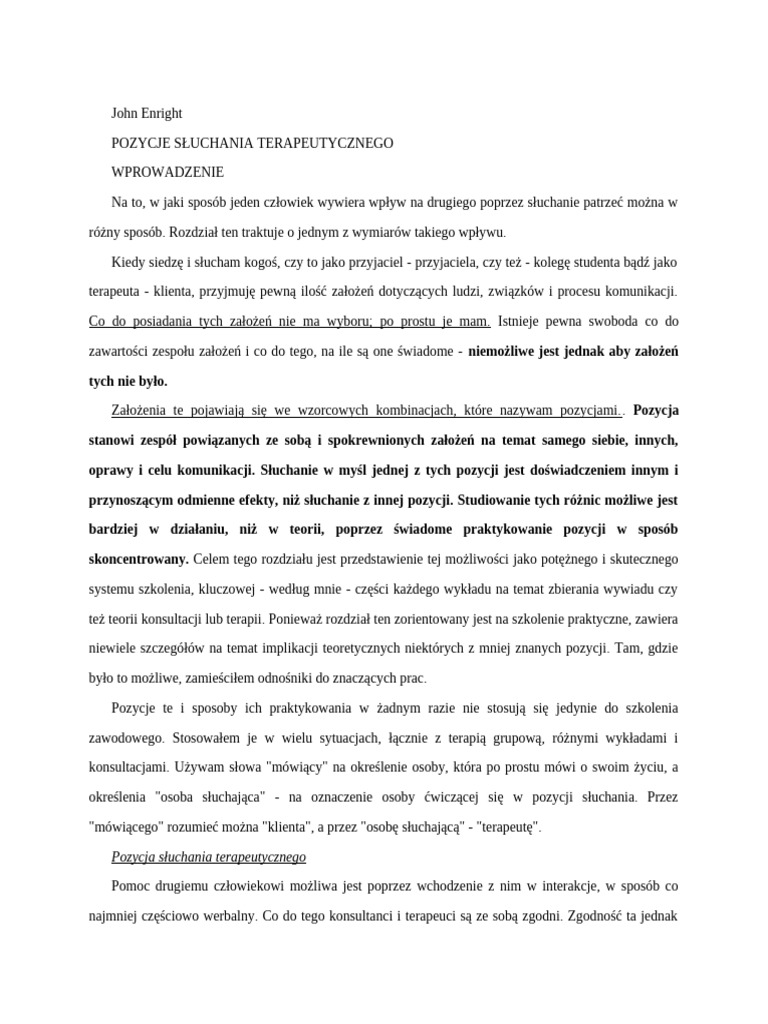 Pozycje Sluchania - John Enright | PDF