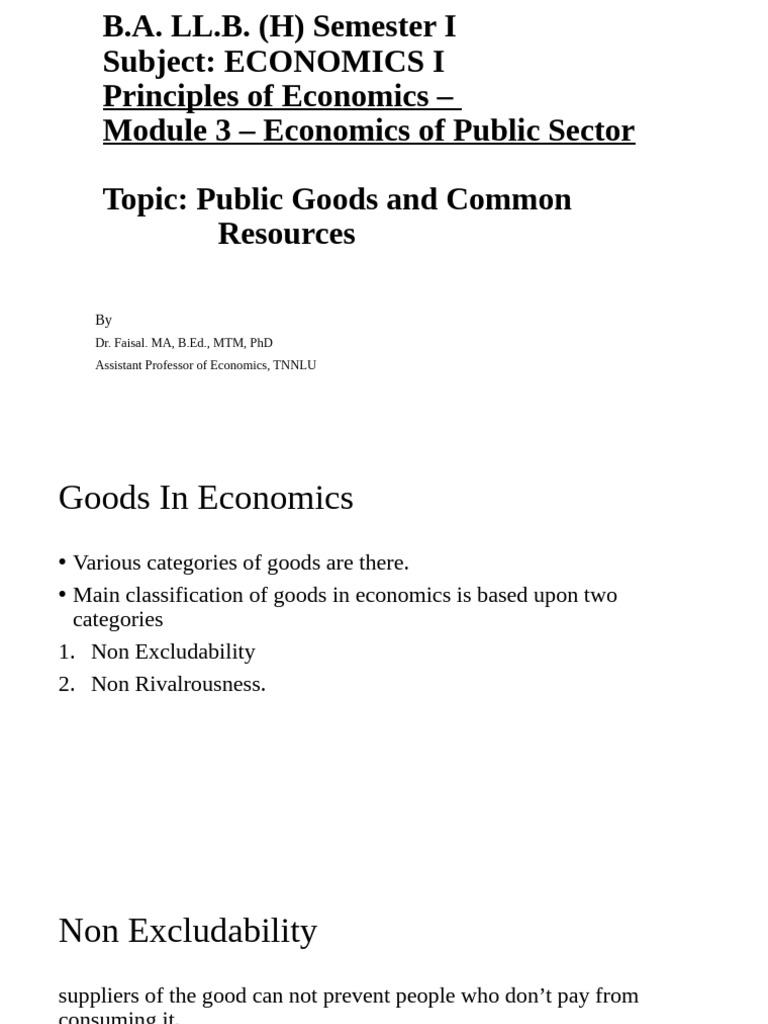 Public Goods and Common Resources Explained | PDF