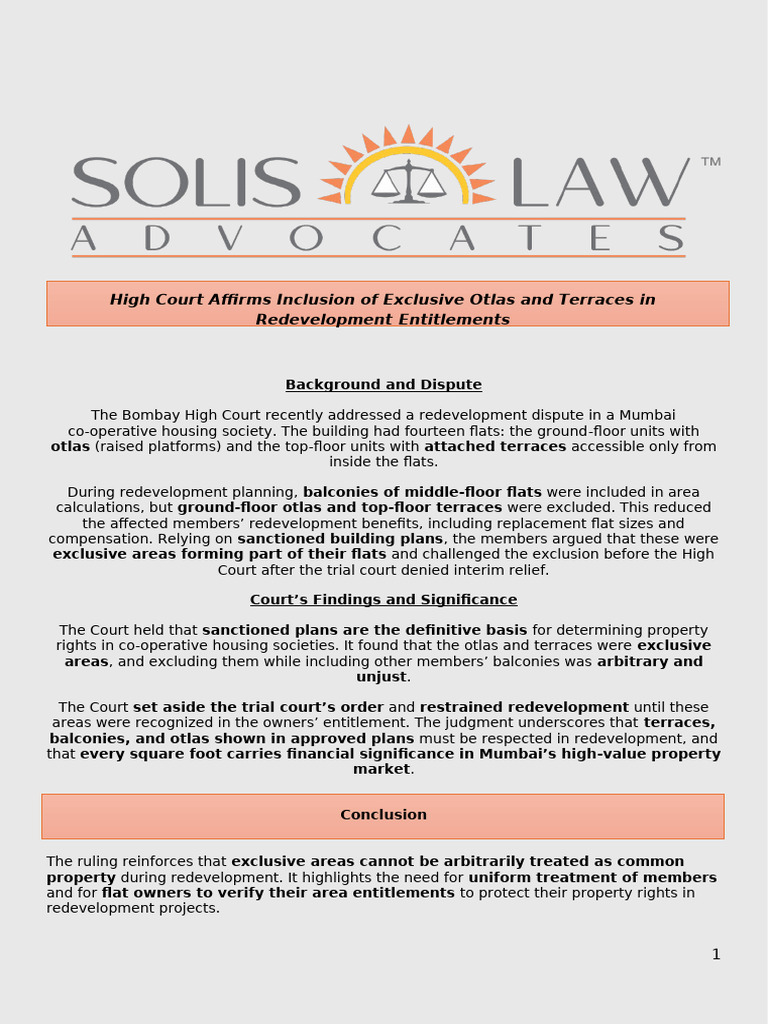 High Court Rules on Redevelopment Rights | PDF | Justice | Crime & Violence