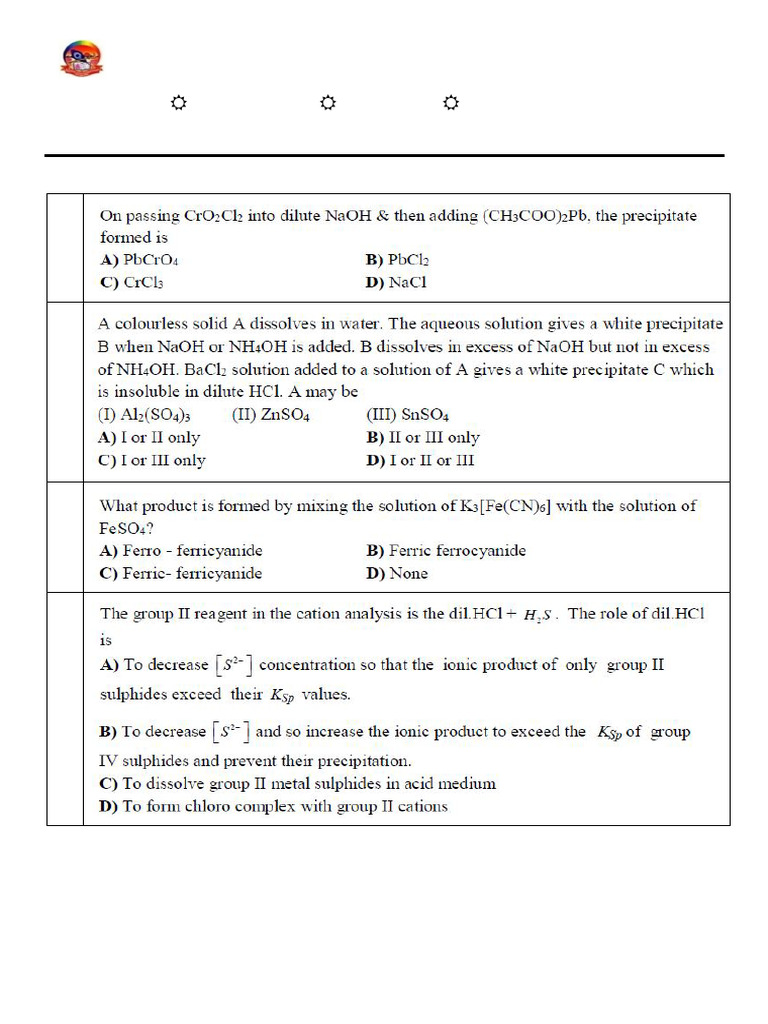 Chemistry Qualitative Analysis Assignment | PDF