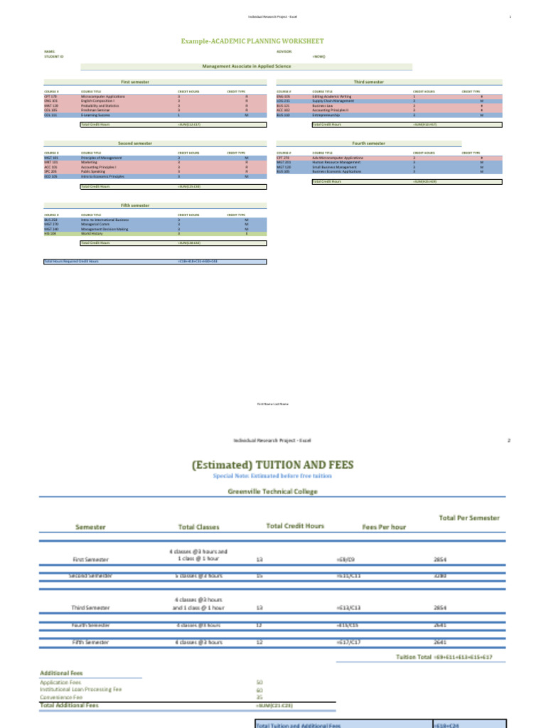 Example Excel Formulas IRP Rader_CPT 170 (1) | PDF | Academia | Business