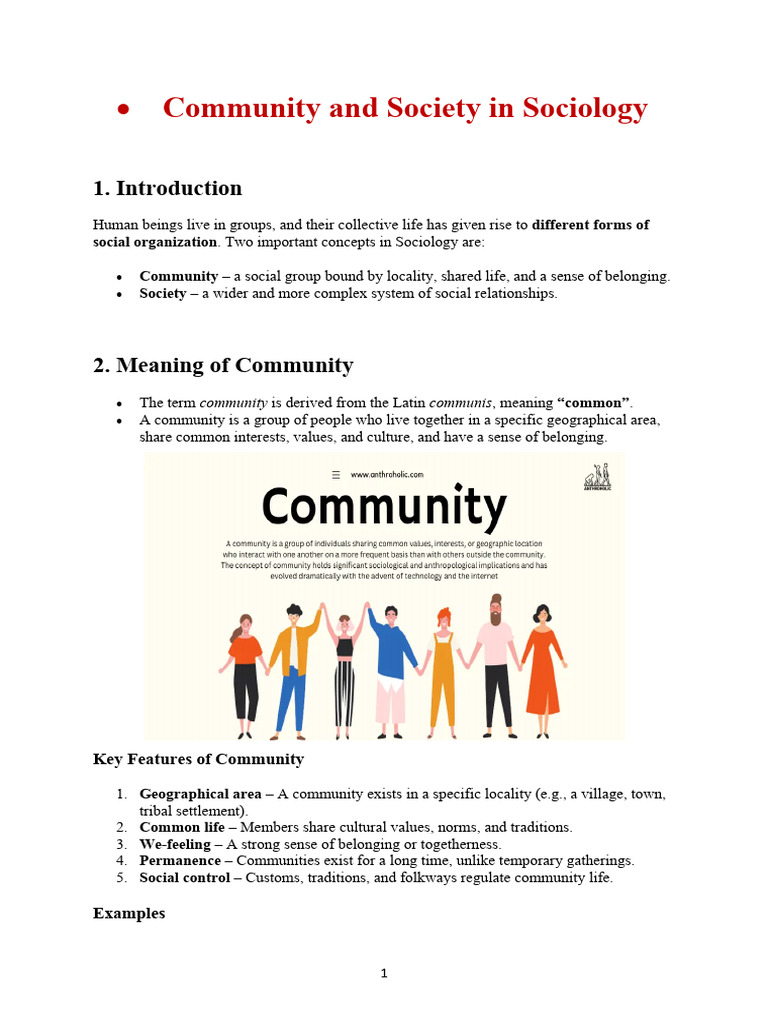 Community and Society in Sociology Explained | PDF | Community ...