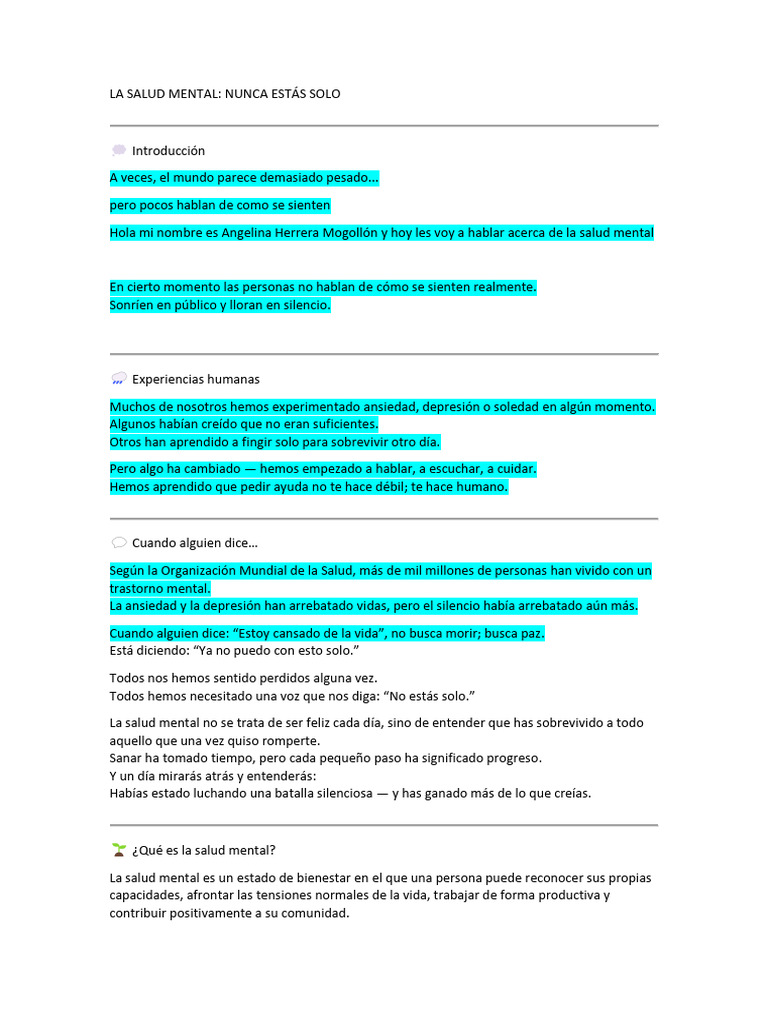 La Salud Mental | PDF | Salud mental | Las emociones