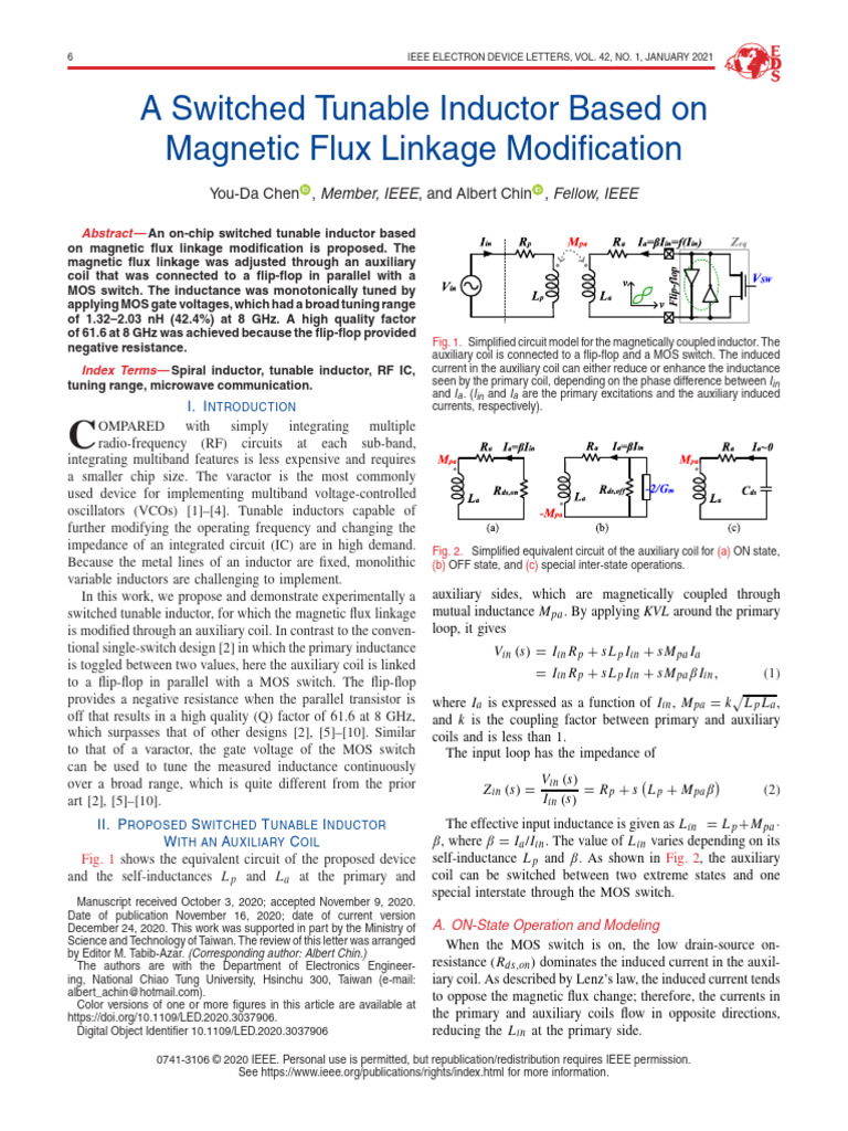 2021 EDL - A Switched Tunable Inductor Based on Magnetic Flux Linkage ...