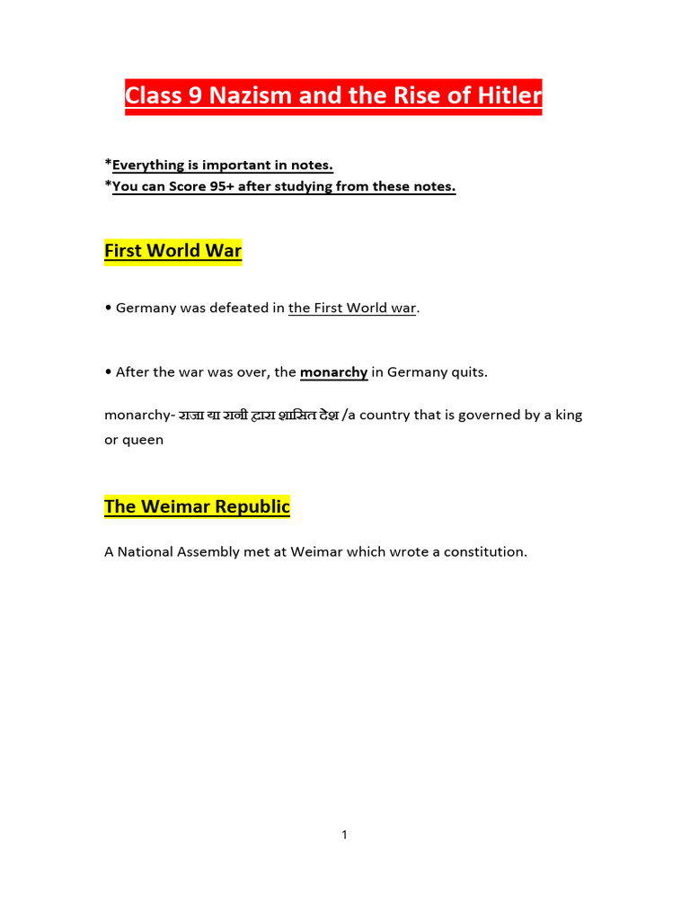 Nazism and Hitler's Rise Explained | PDF | Nazi Germany | Weimar Republic